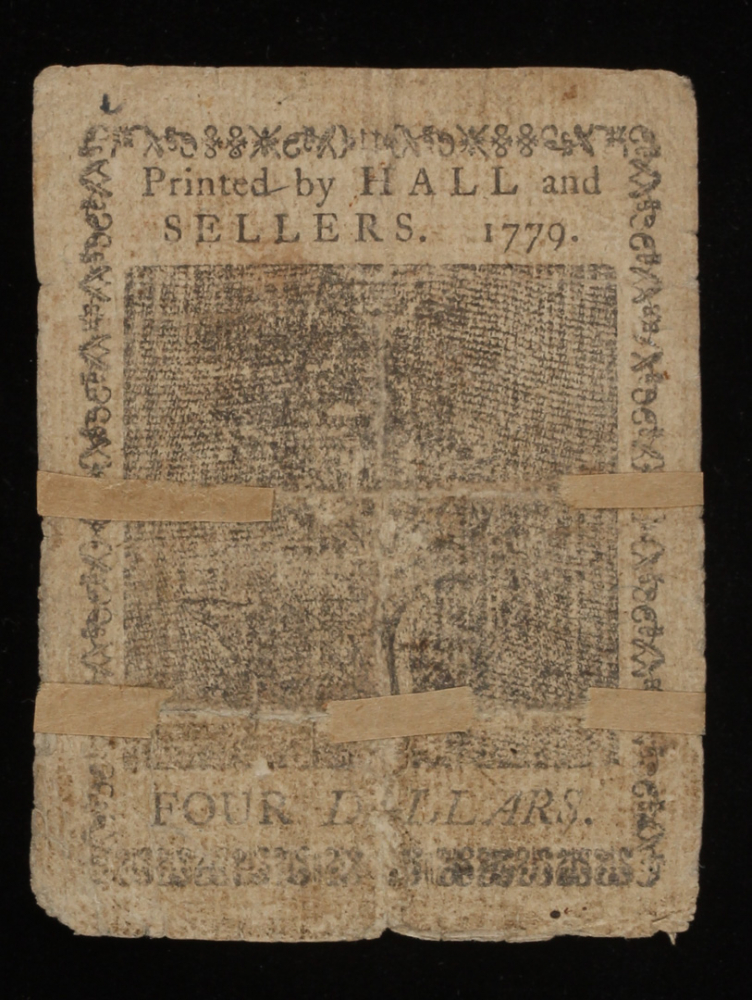 1779 $4 Four Dollars Continental Colonial Currency Note | Pristine Auction