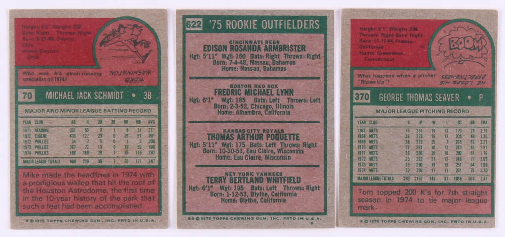 Lot of (72) 1975 Topps Baseball Cards With #370 Tom Seaver, #622 Rookie ...