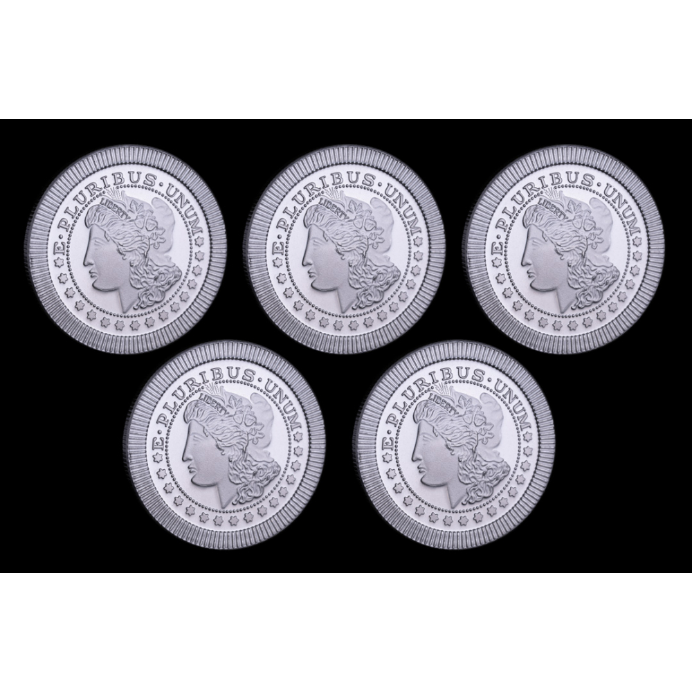 Lot of (5) 1 oz SilverTowne Morgan Stackable Silver Bullion Rounds ...