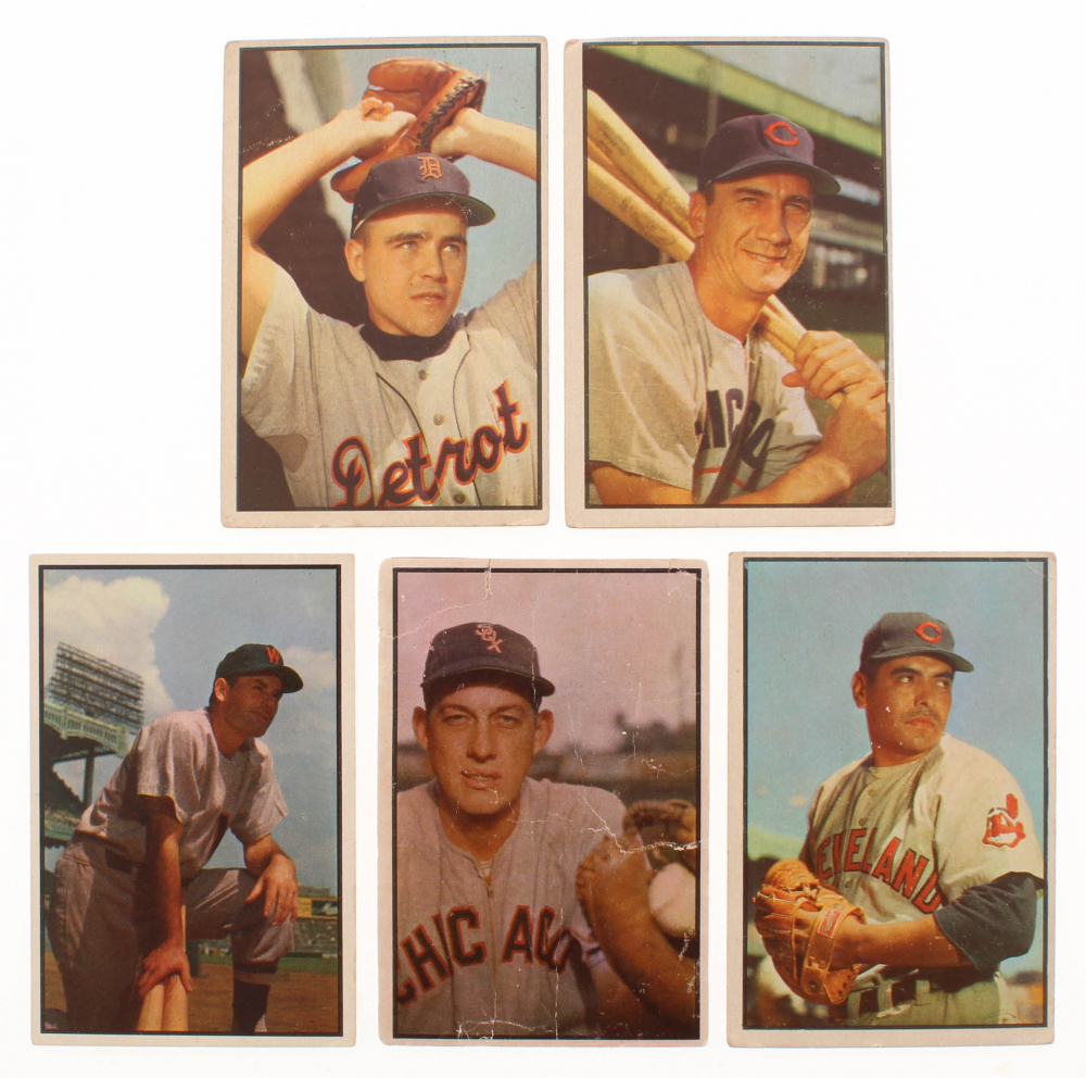 Lot of (5) 1953 Bowman Color Baseball Cards with #48 Hank Sauer, #47 ...