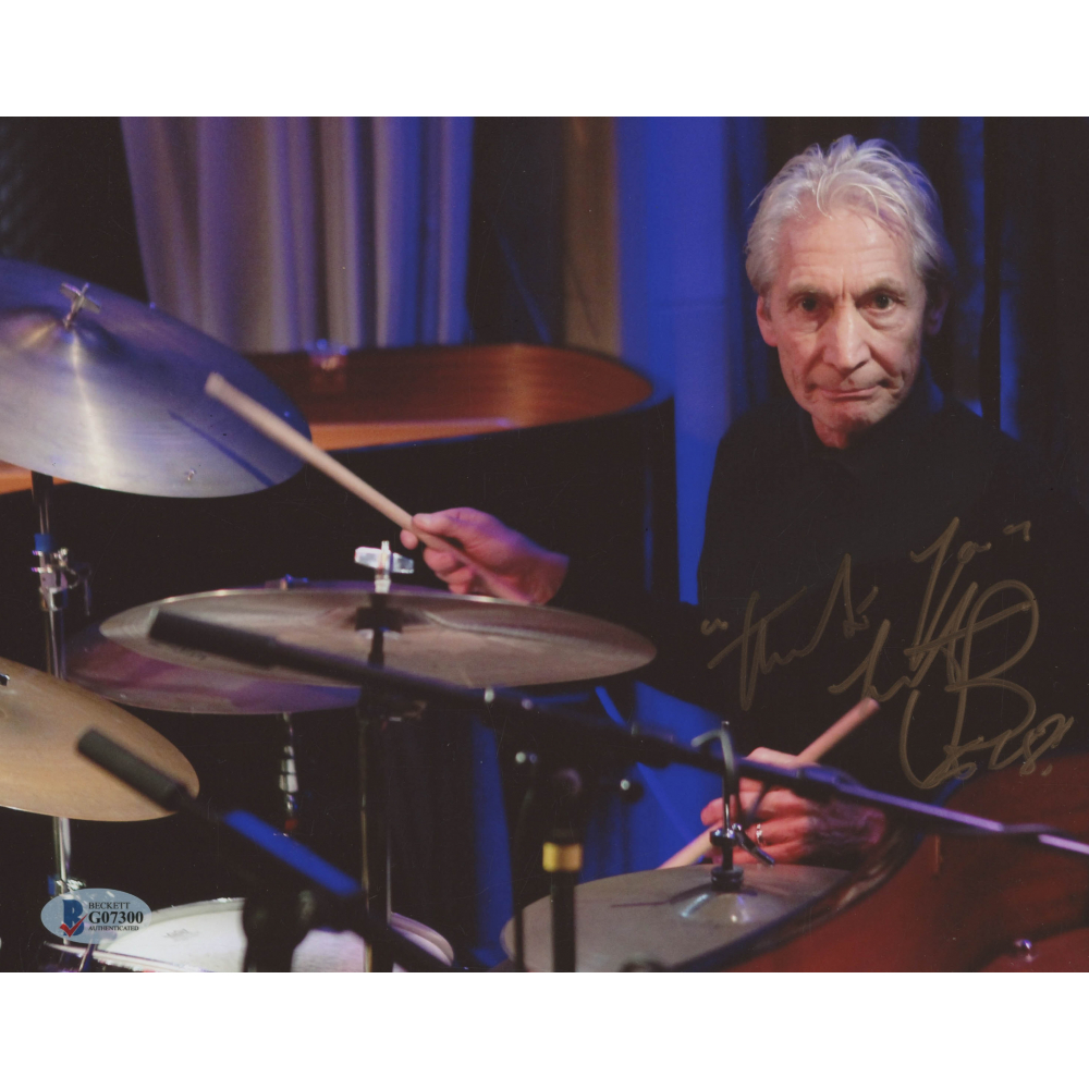 Charlie Watts Signed 8x10 Photo Inscribed "Thank You" (Beckett COA ...