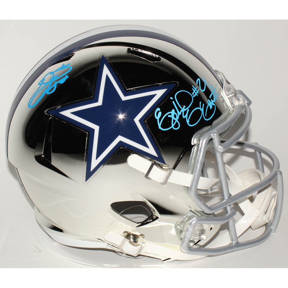 Emmitt Smith & Ezekiel Elliott Signed Dallas Cowboys Full-Size Chrome ...