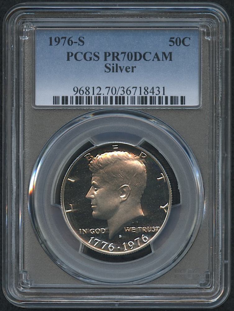 1976-S 50¢ Kennedy Silver Half Dollar - Proof - Deep Cameo (PCGS PR 70 ...