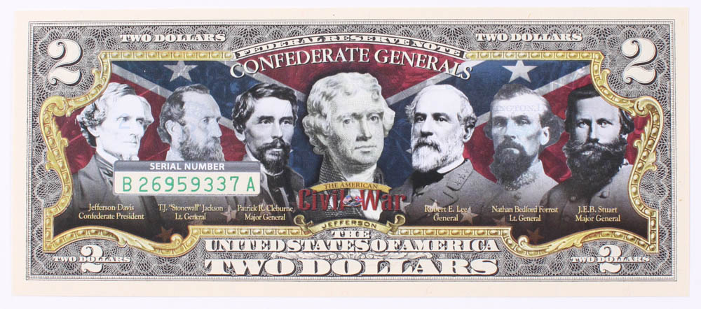 Civil War Confederate Generals Colorized $2 Commemorative Bank Note ...