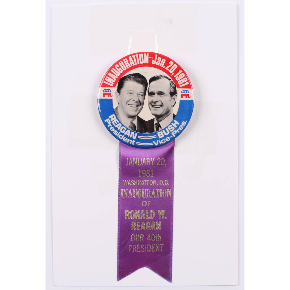 Vintage 1981 Ronald Reagan Inauguration Pin & Ribbon | Pristine Auction