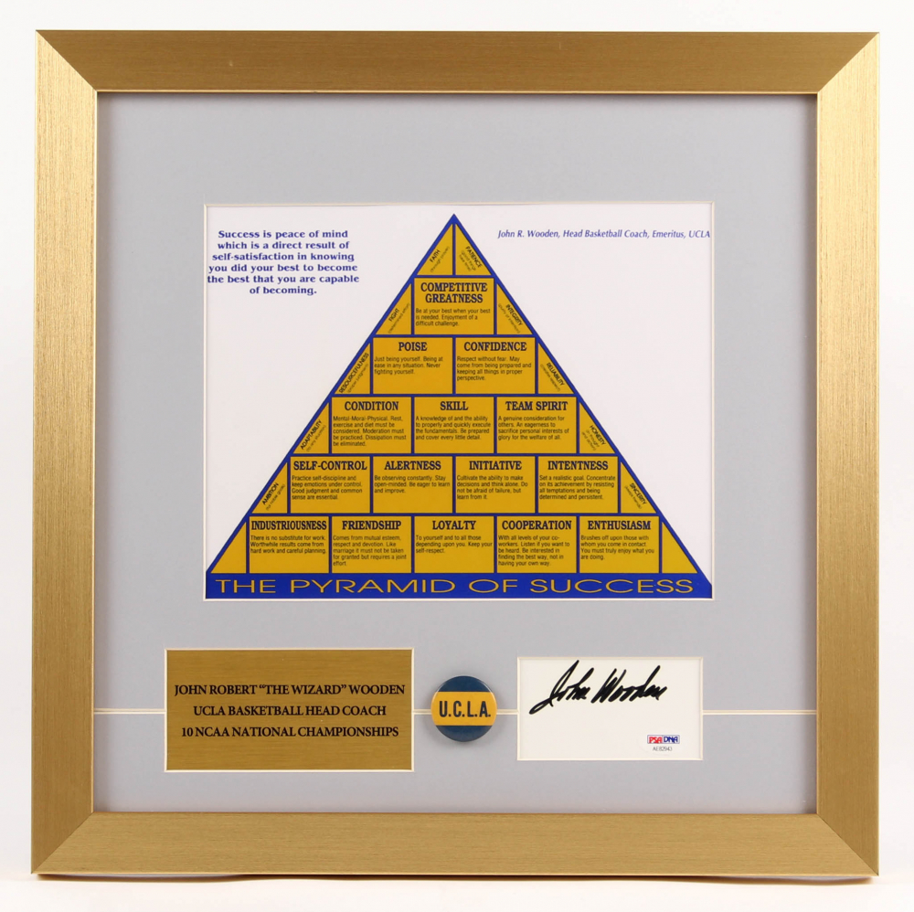 John Wooden Signed "The Pyramid of Success" 16x16 Custom Framed Cut ...