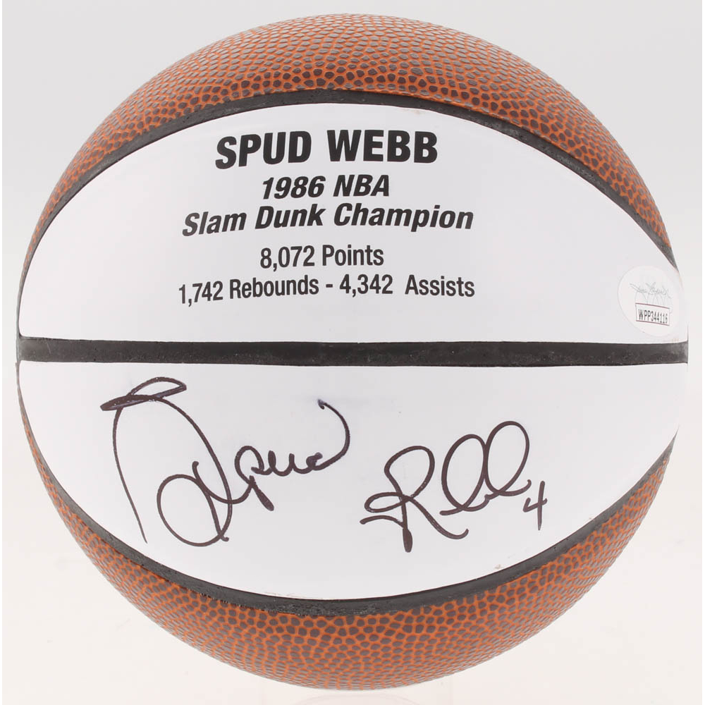 Spud Webb Signed 1986 Slam Dunk Champion Mini Basketball (JSA COA ...