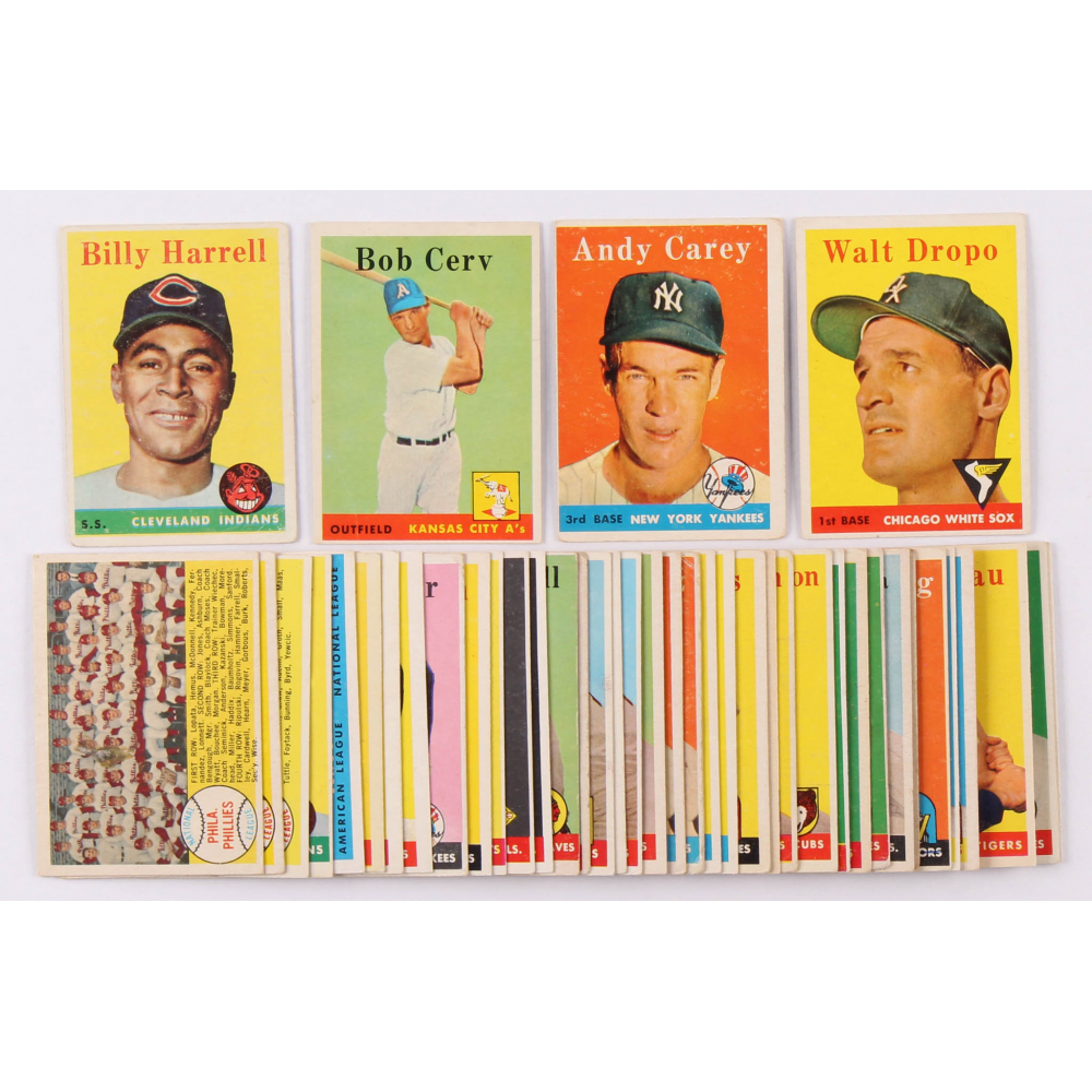 Lot of (42) 1958 Topps Baseball Cards with #443 Billy Harrell, #326 Bob ...