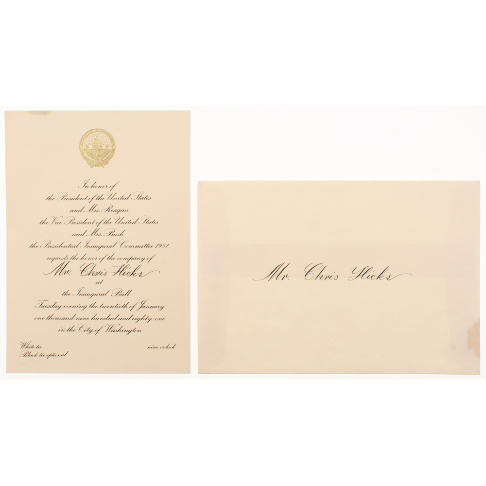 Original Presidential Inauguration of Ronald Reagan Invitation ...
