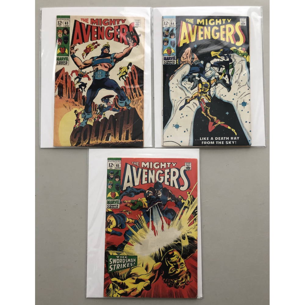 Lot of (3) 1969 "The Avengers" First Issue Marvel Comic Books with ...