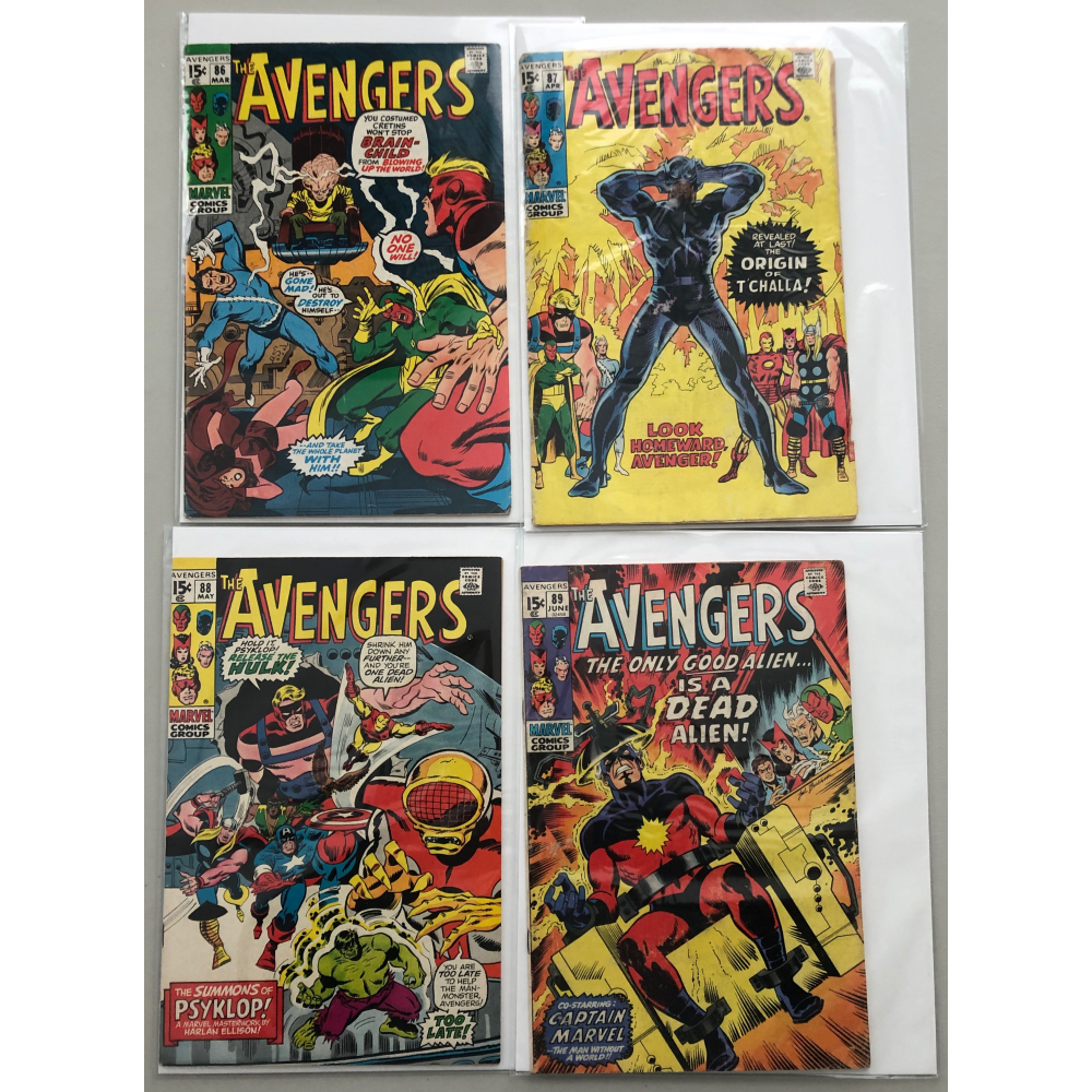 Lot of (4) 1971 "The Avengers" First Issue Marvel Comic Books with ...
