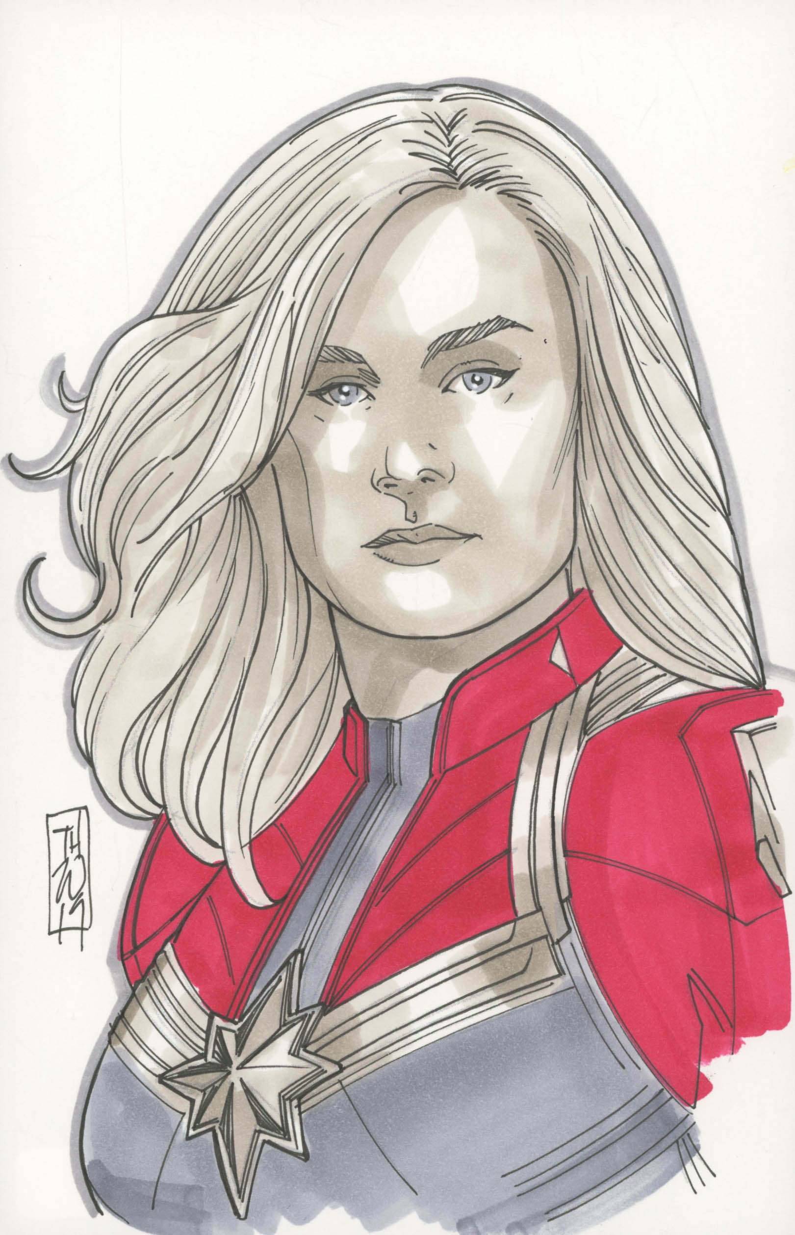 Tom Hodges - Captain Marvel - Marvel Signed ORIGINAL 5.5" x 8.5" Color ...