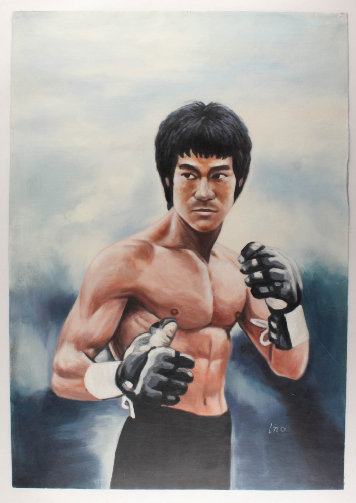 Peter Luo- “Bruce Lee The Master” 25.5x36.5 Original Oil Panting on ...