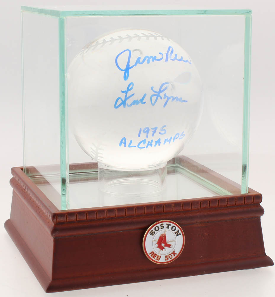 Jim Rice & Fred Lynn Signed Lead Crystal Baseball Inscribed "1975 AL ...