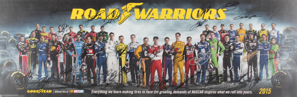 2015 NASCAR Drivers 11x34 Poster Signed by (31) with Dale Earnhardt Jr ...