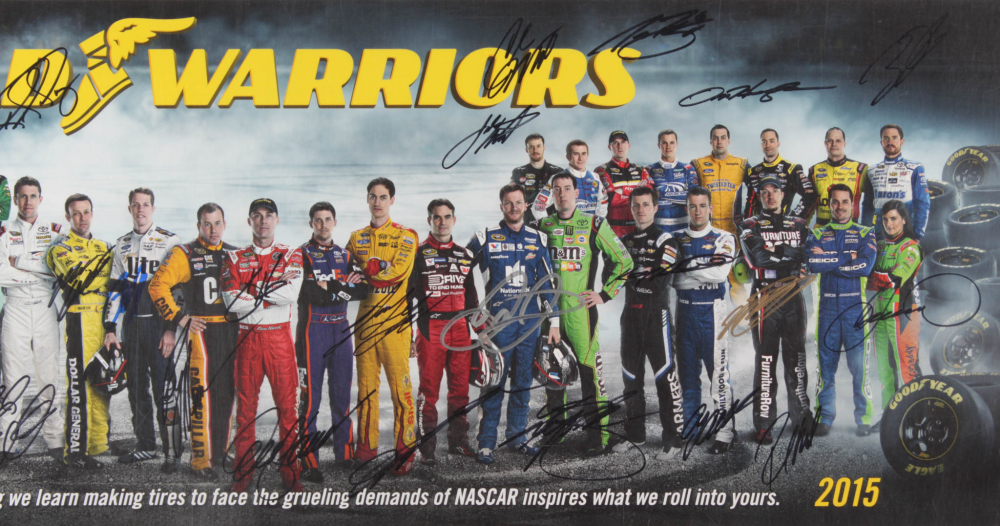 2015 NASCAR Drivers 11x34 Poster Signed by (31) with Dale Earnhardt Jr ...