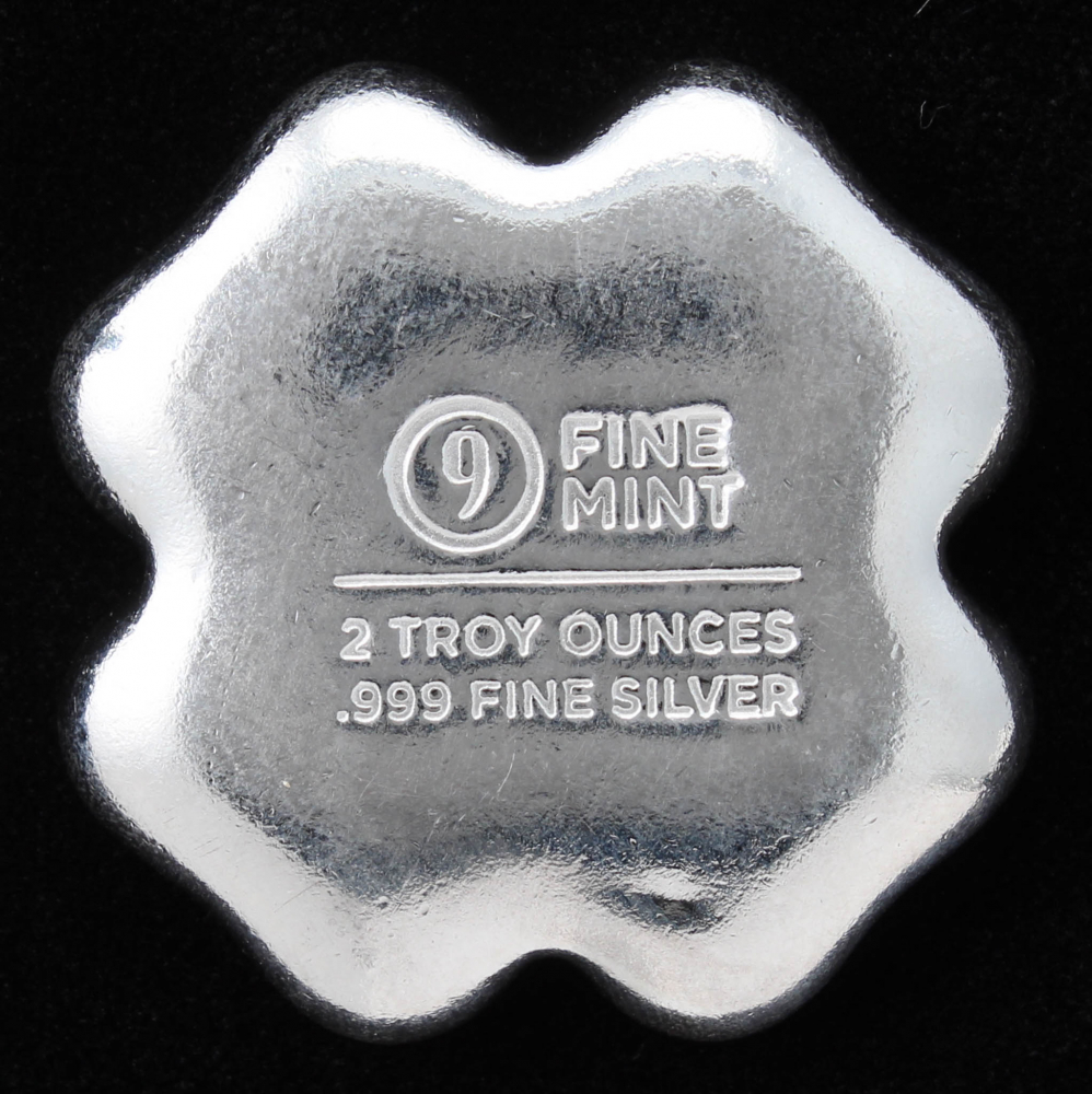 2 oz Hand-Poured Silver Shamrock Clove - 9Fine Mint | Pristine Auction