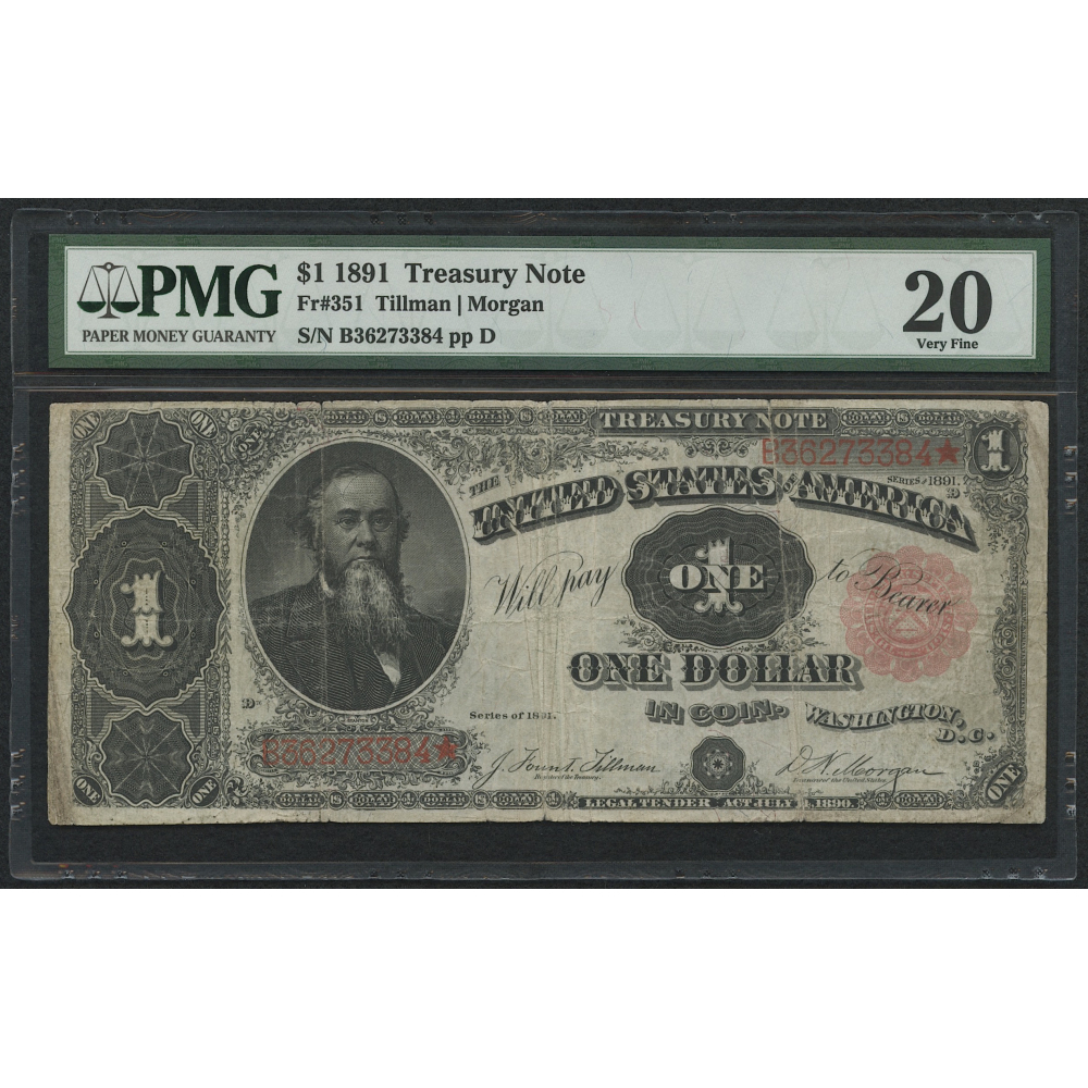 1891 $1 One Dollar U.S. Treasury Large Bank Note (PMG 20) | Pristine ...