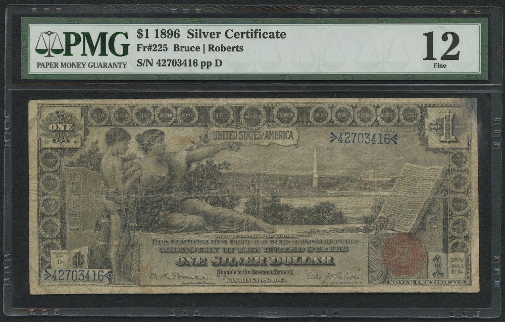 1896 $1 One Dollar "Educational Series" U.S. Silver Certificate Large ...