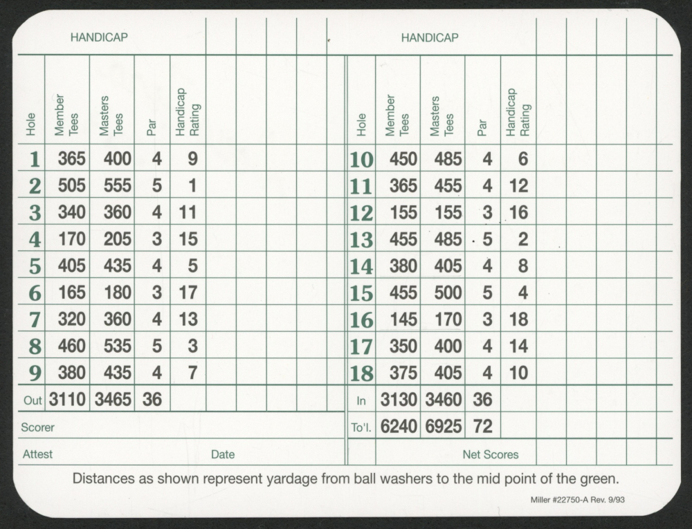 Phil Mickelson Signed Augusta National Golf Club Score Card (JSA COA ...