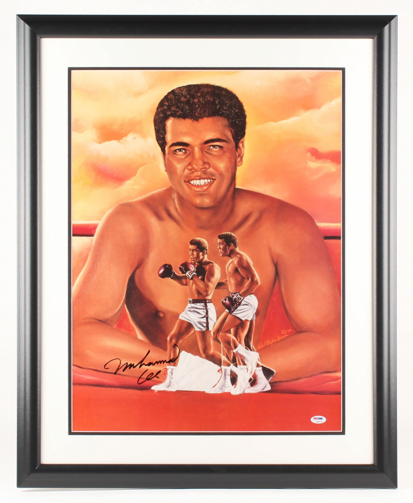 Muhammad Ali Signed 24.75x30.75 Custom Framed Print Display (PSA LOA ...