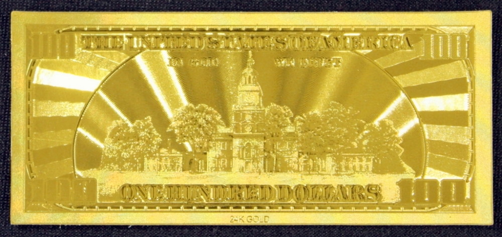 Pure 24K Gold Limited Edition US $100 Banknote Bill | Pristine Auction