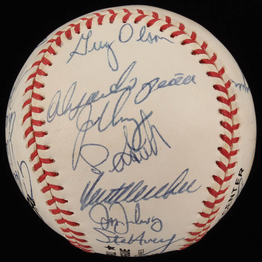 1991 Atlanta Braves ONL Baseball Signed by (27) with John Smoltz, Tom ...