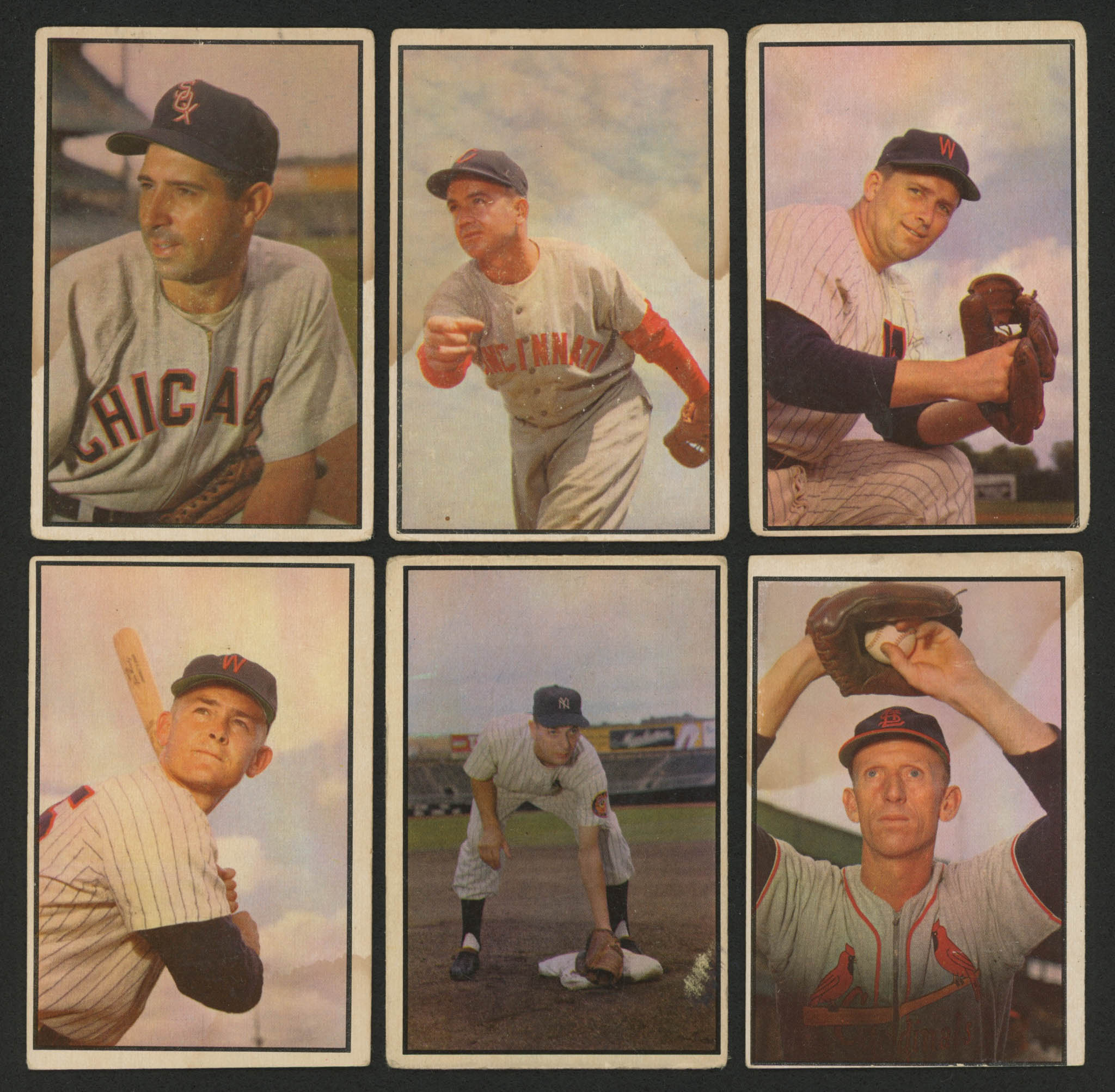 Lot of (6) 1953 Bowman Color Baseball Cards with #139 Pete Runnels ...