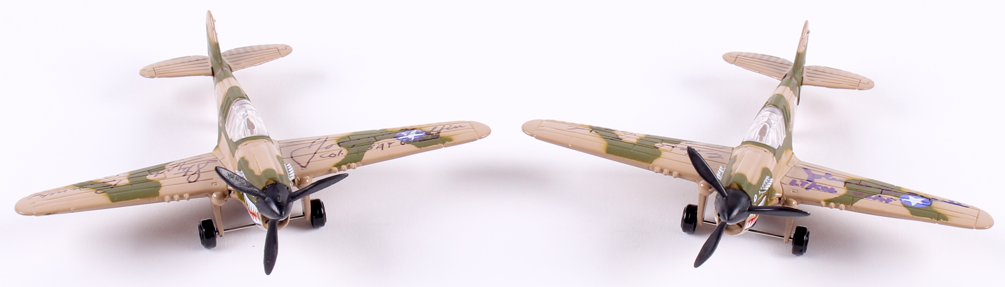 Lot of (2) P-51 Model Planes Signed by (4) WWII AVG Flying Tigers Aces ...