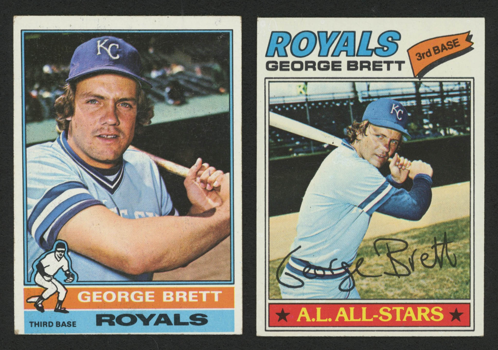 Lot of (2) George Brett Baseball Cards with 1977 Topps #580, 1976 Topps ...