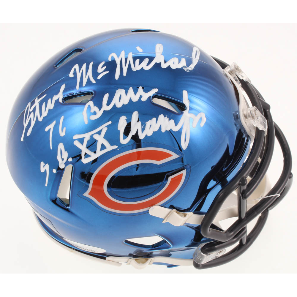 Steve McMichael Signed Chicago Bears Blue Chrome Speed Mini-Helmet ...