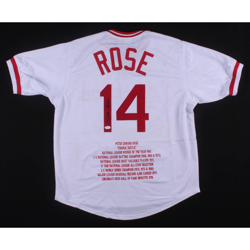 Pete Rose Signed Cincinnati Reds "Hit King" Career Highlight Stat ...