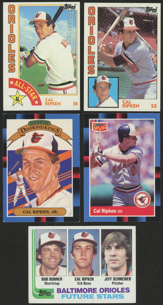 Lot of (5) Cal Ripken Jr. Baseball Cards with #400 All Star, 1988 ...