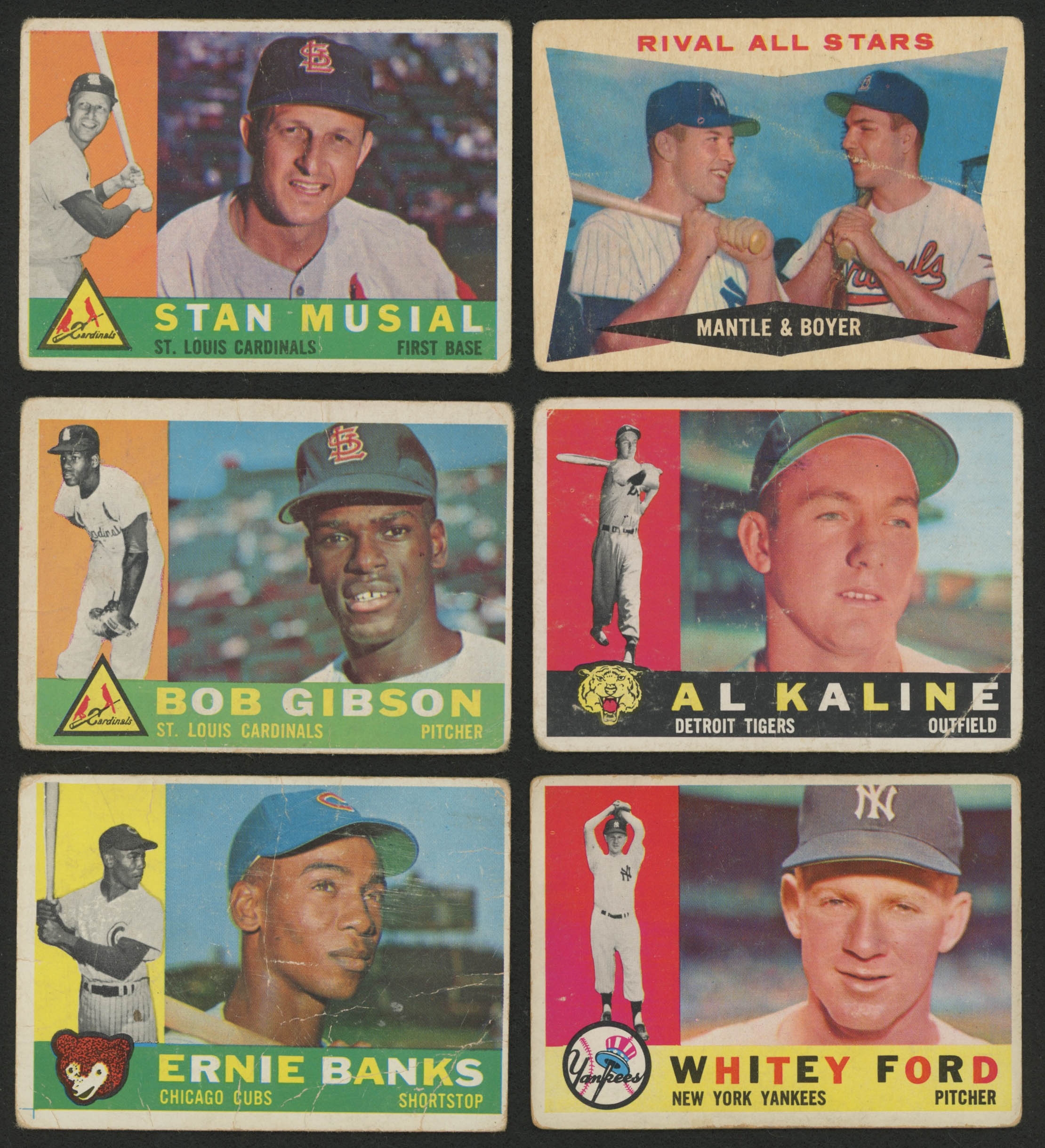 Lot of (6) 1960 Topps Baseball Cards With #10 Ernie Banks, #250 Stan ...
