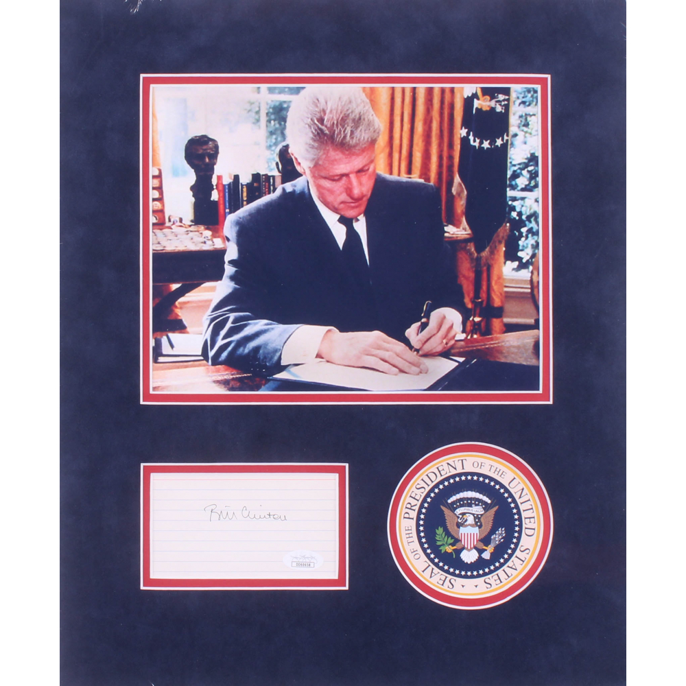 Bill Clinton Signed 14x17 Custom Matte Index Card Display With Photo ...