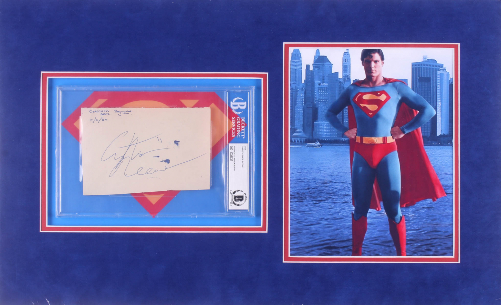 Christopher Reeve Signed "Superman" 14x23 Custom Matte Index Card ...