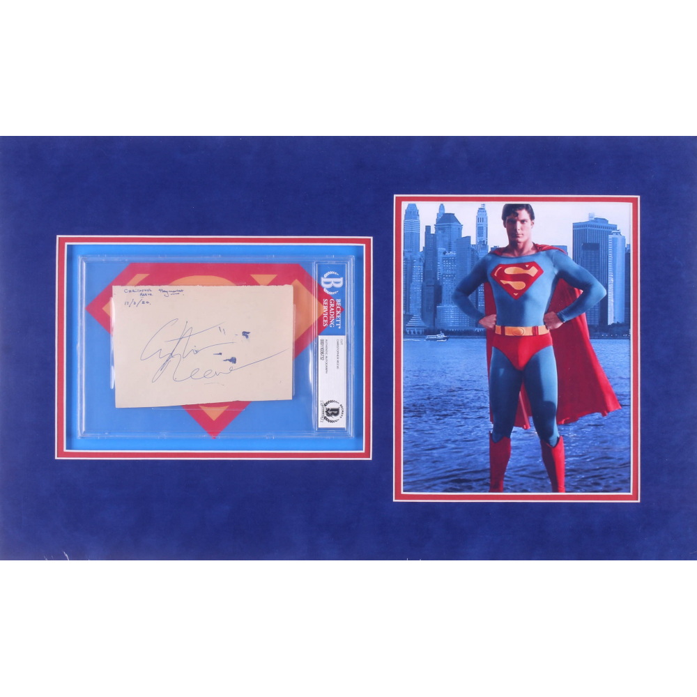 Christopher Reeve Signed "Superman" 14x23 Custom Matte Index Card ...