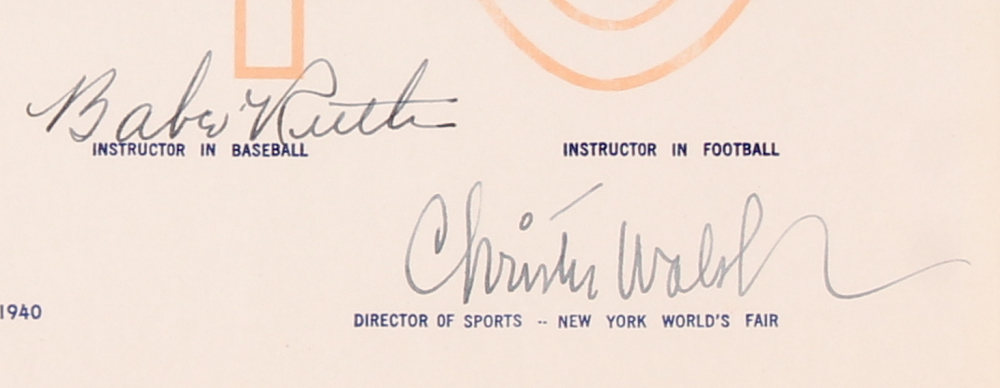 Babe Ruth & Christy Walsh Signed Original 1940 World's Fair Certificate ...