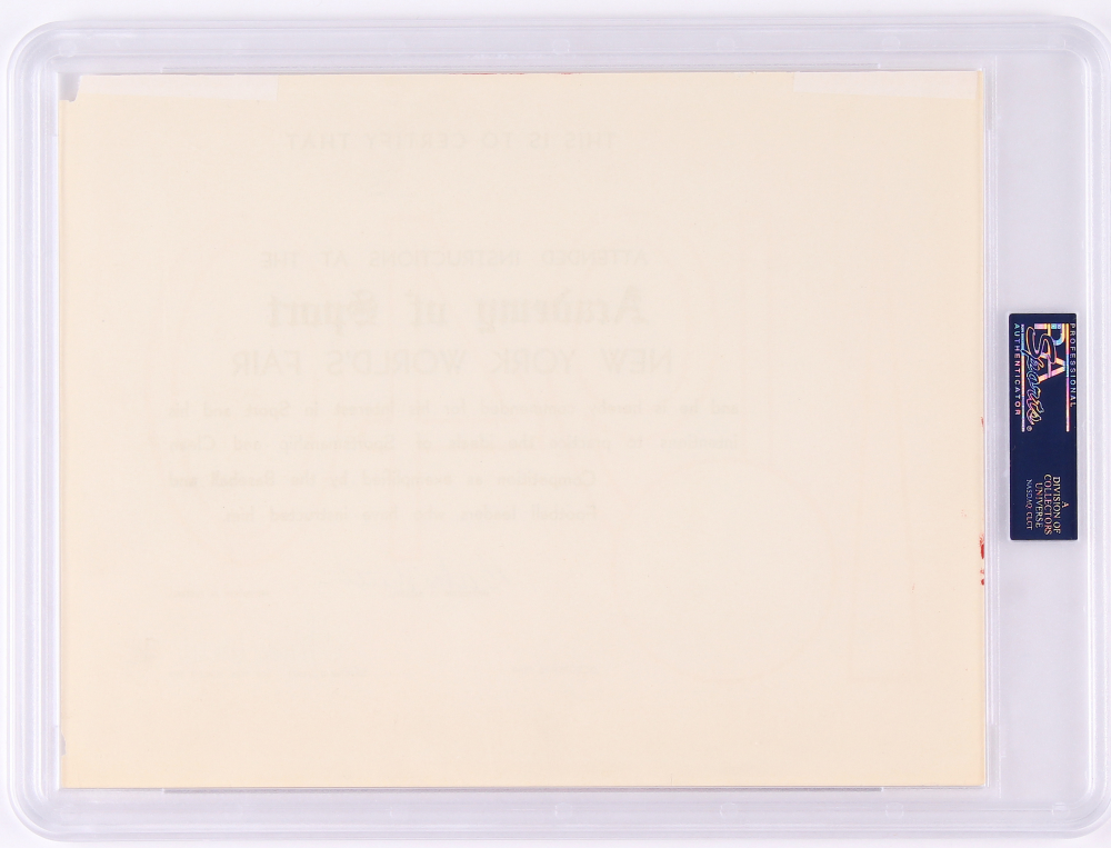 Babe Ruth & Christy Walsh Signed Original 1940 World's Fair Certificate ...