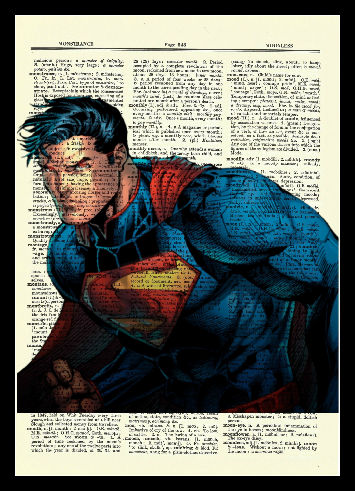 Superman - DC Comics - Unique Original Antique Dictionary Page Art ...