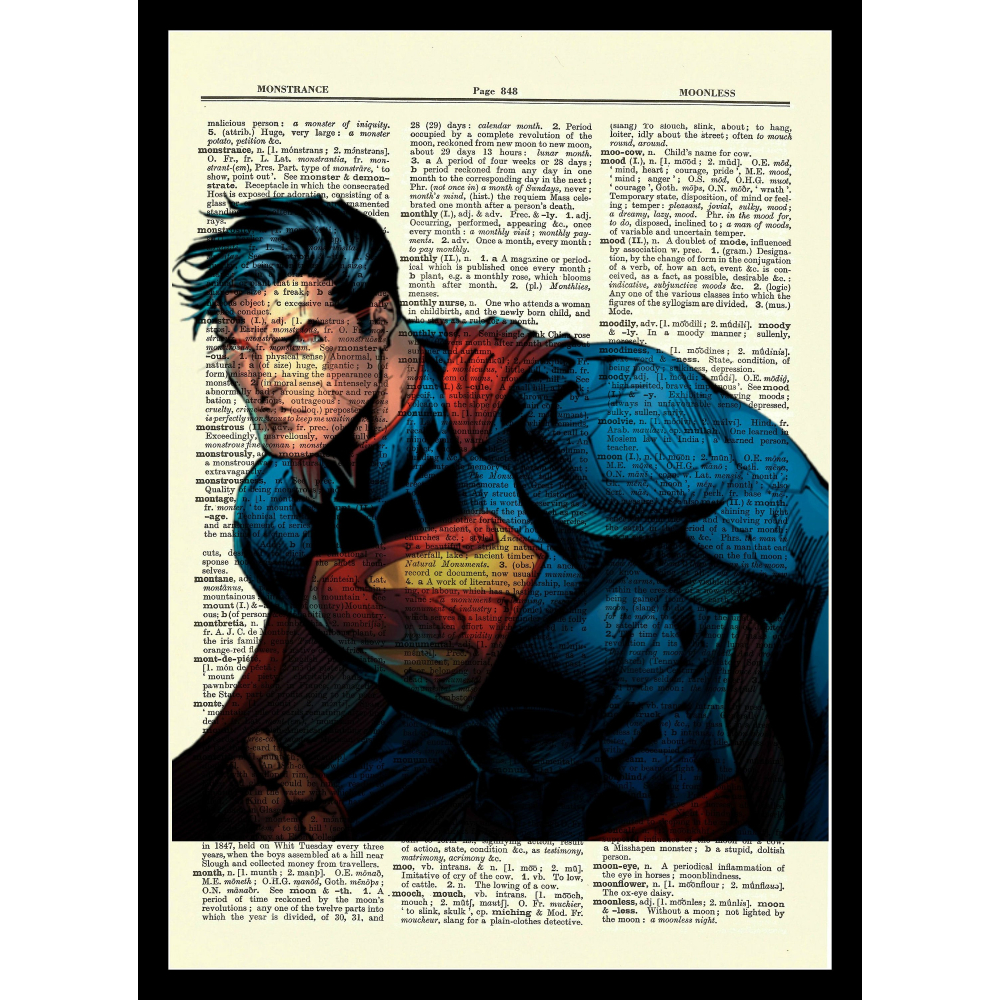 Superman - DC Comics - Unique Original Antique Dictionary Page Art ...
