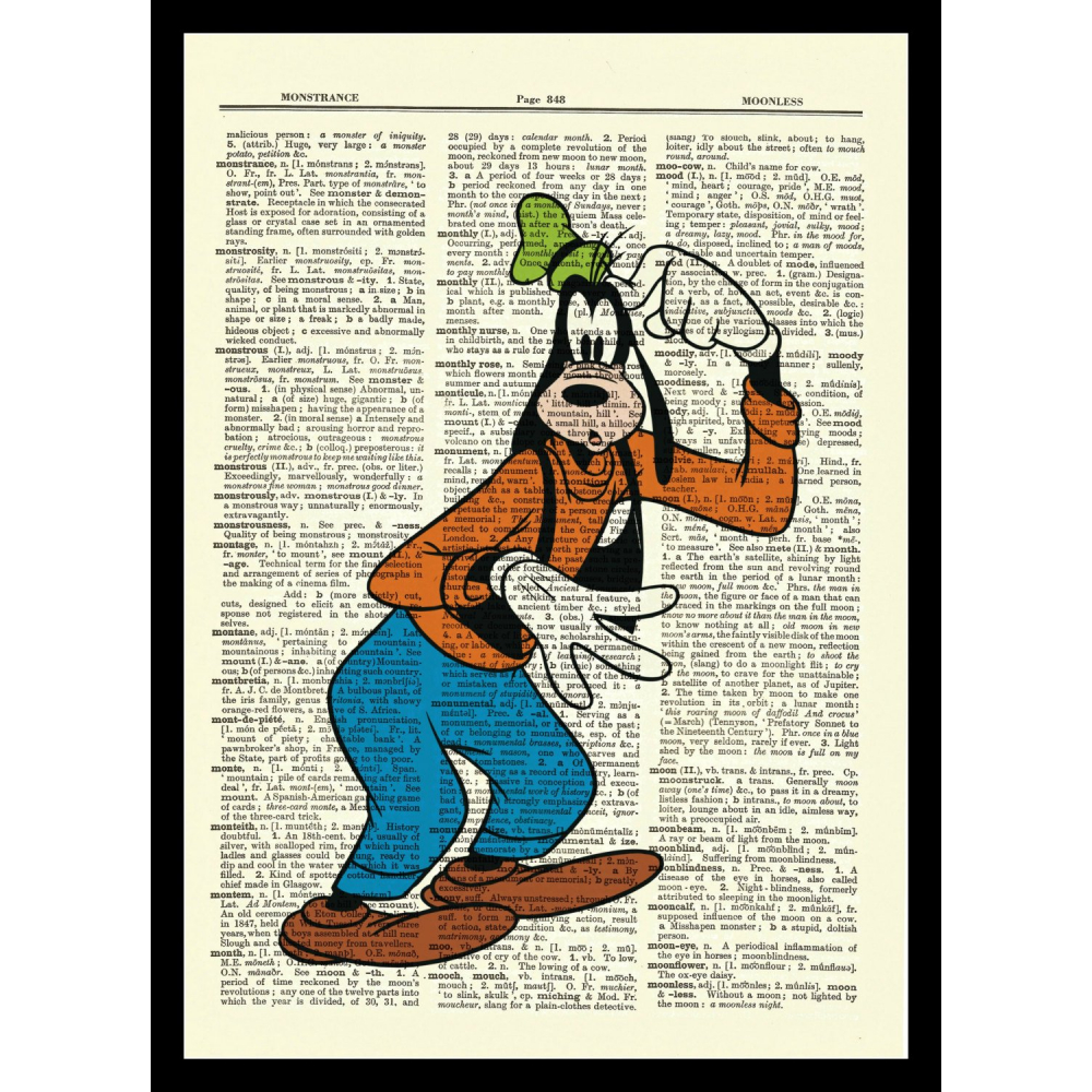 Goofy - Walt Disney - Unique Original Antique Dictionary Page Art Print ...