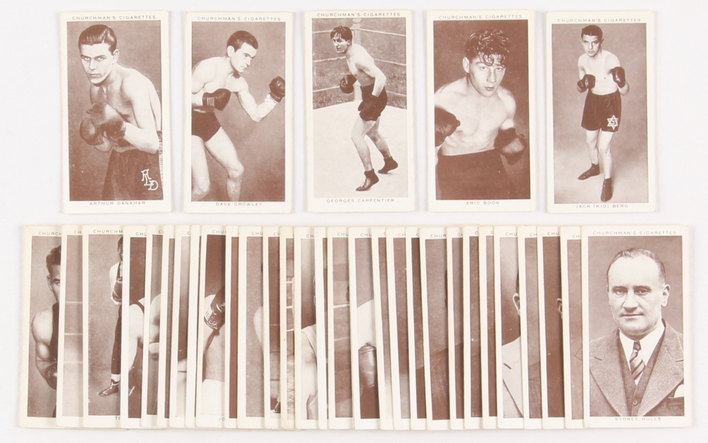 Lot of (36) 1938 Churchman's Cigarettes Boxing Cards with #4 Jack Berg ...