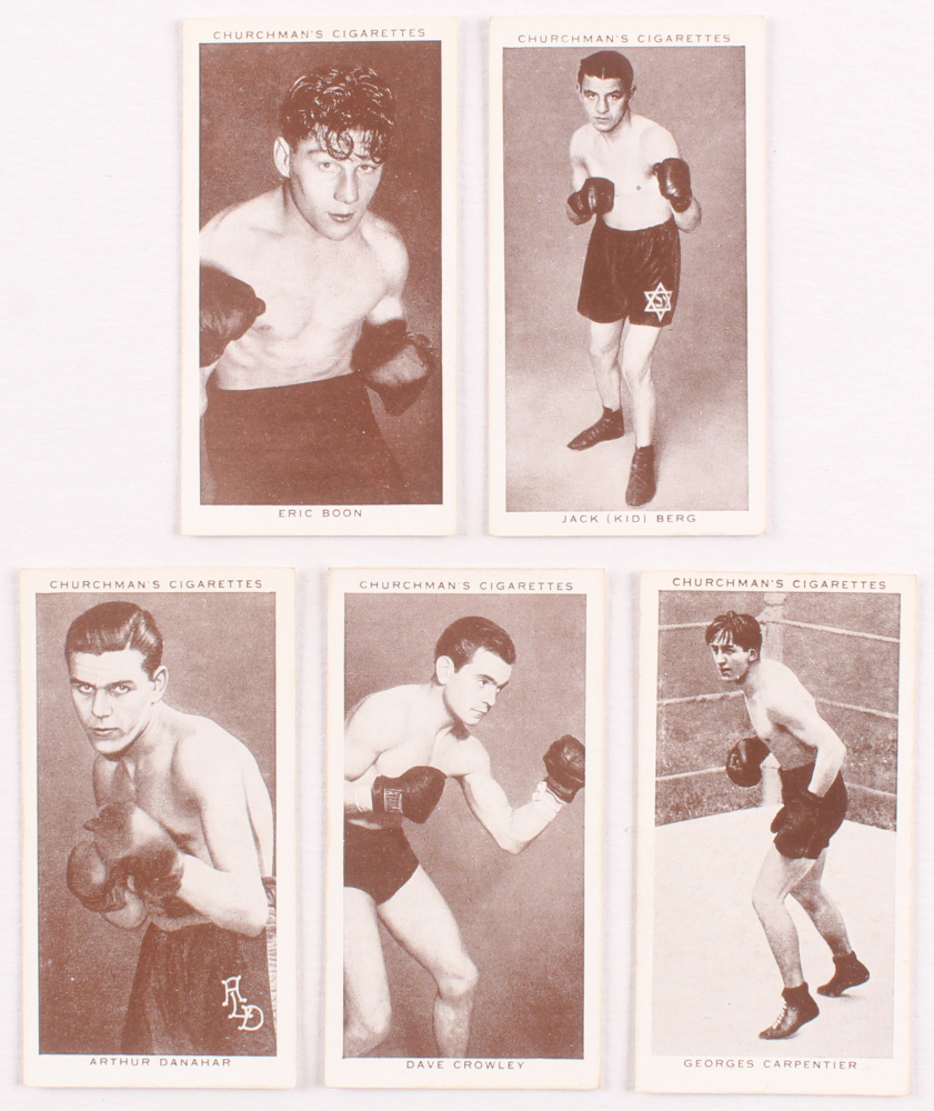 Lot of (36) 1938 Churchman's Cigarettes Boxing Cards with #4 Jack Berg ...