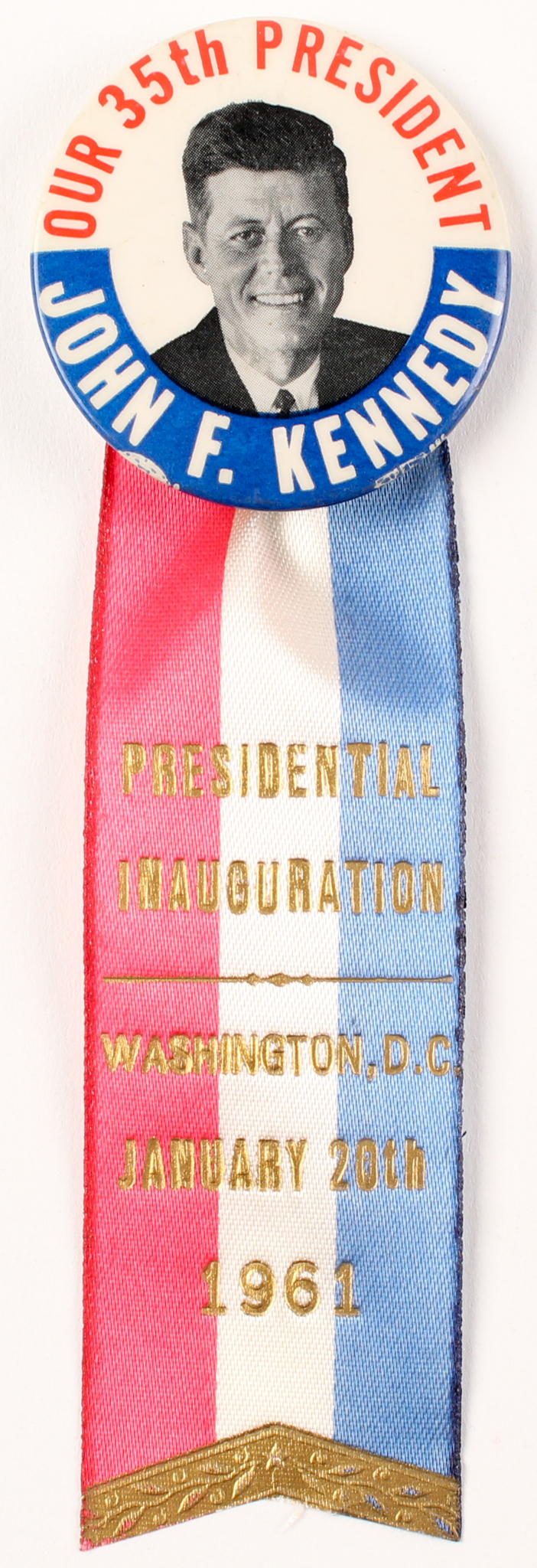 Vintage John F. Kennedy Inauguration Day Pin & Ribbon | Pristine Auction
