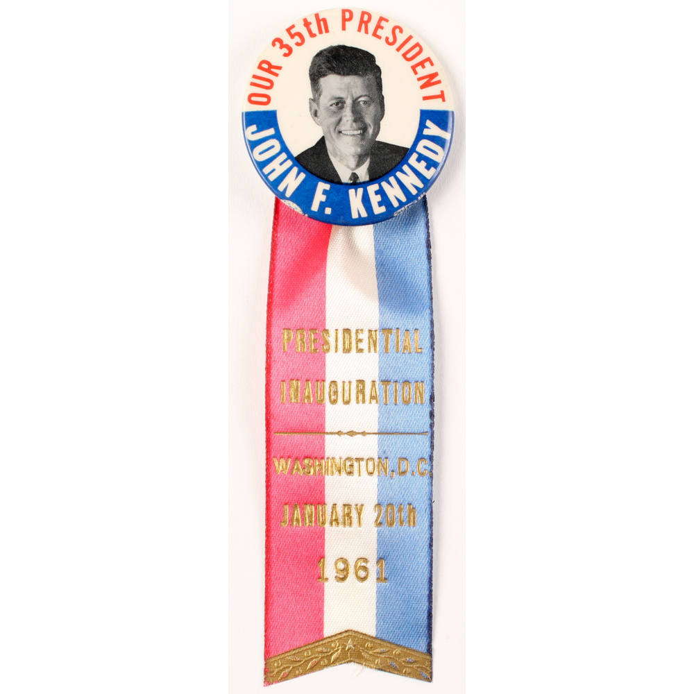 Vintage John F. Kennedy Inauguration Day Pin & Ribbon | Pristine Auction