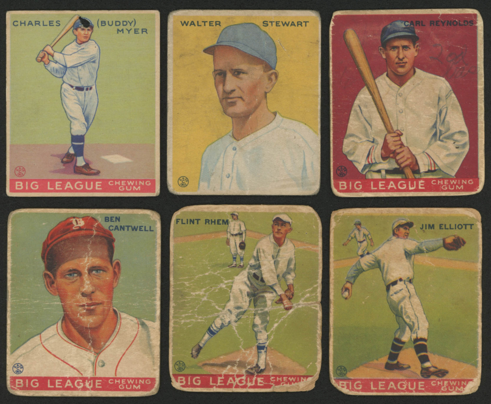 Lot of (6) 1933 Goudey Baseball Cards with #139 Ben Cantwell RC, #153 ...