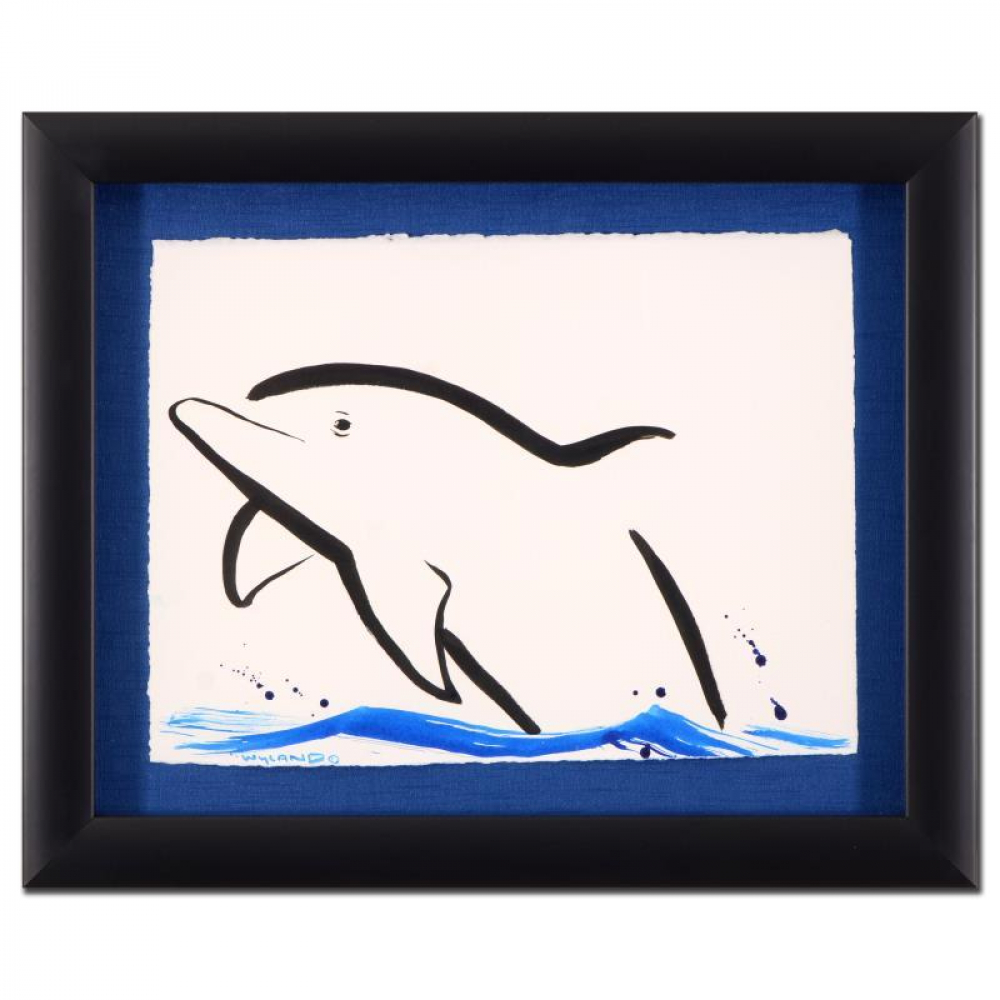 Wyland Signed "Dolphin" 20x16 Custom Framed Original Sumi Ink and ...