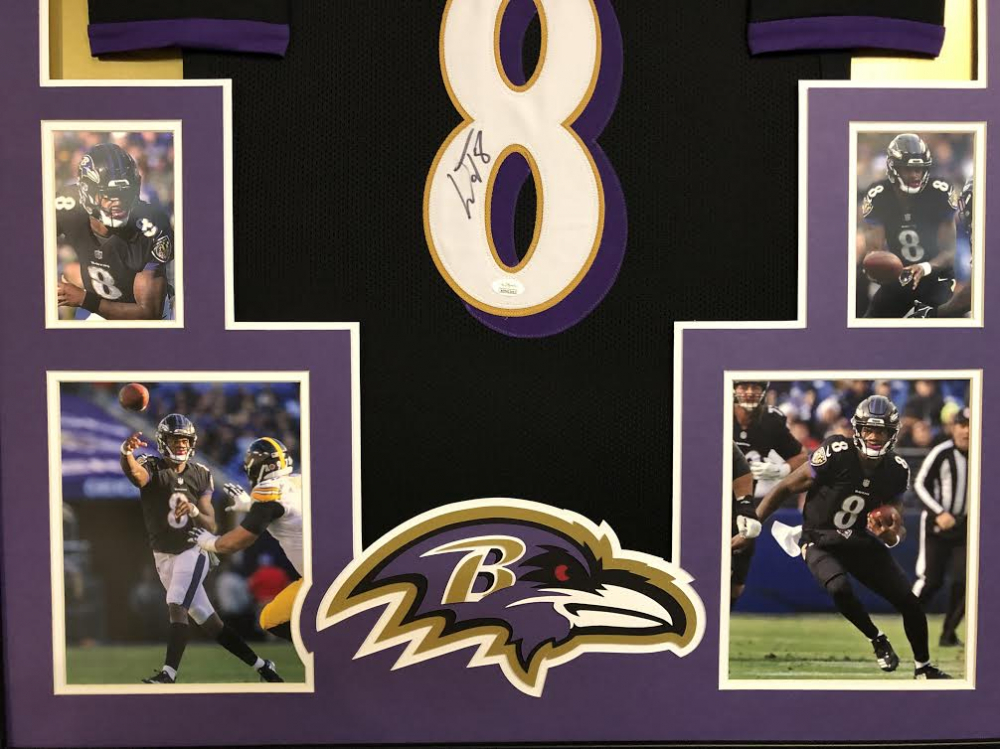 Lamar Jackson Signed 34x42 Custom Framed Jersey (JSA COA) | Pristine ...