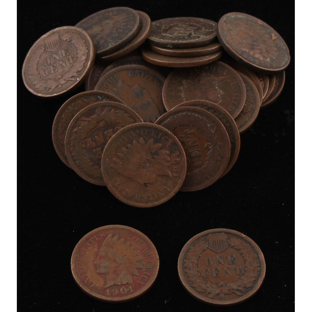 Lot of (50) 1¢ Indian Head One Cent Coins | Pristine Auction